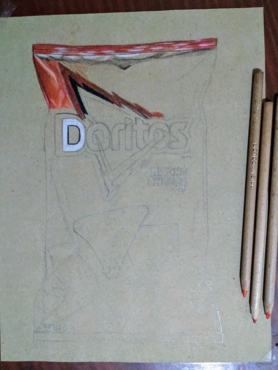 Realistic drawing of a packet of Doritos (Made with school colored ...