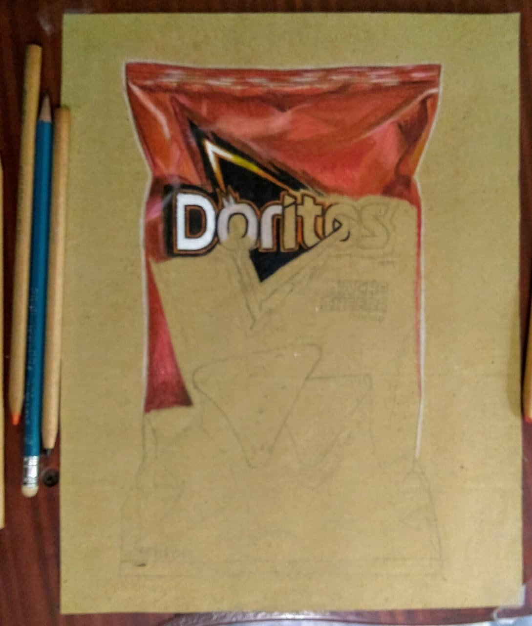 Realistic drawing of a packet of Doritos (Made with school colored ...