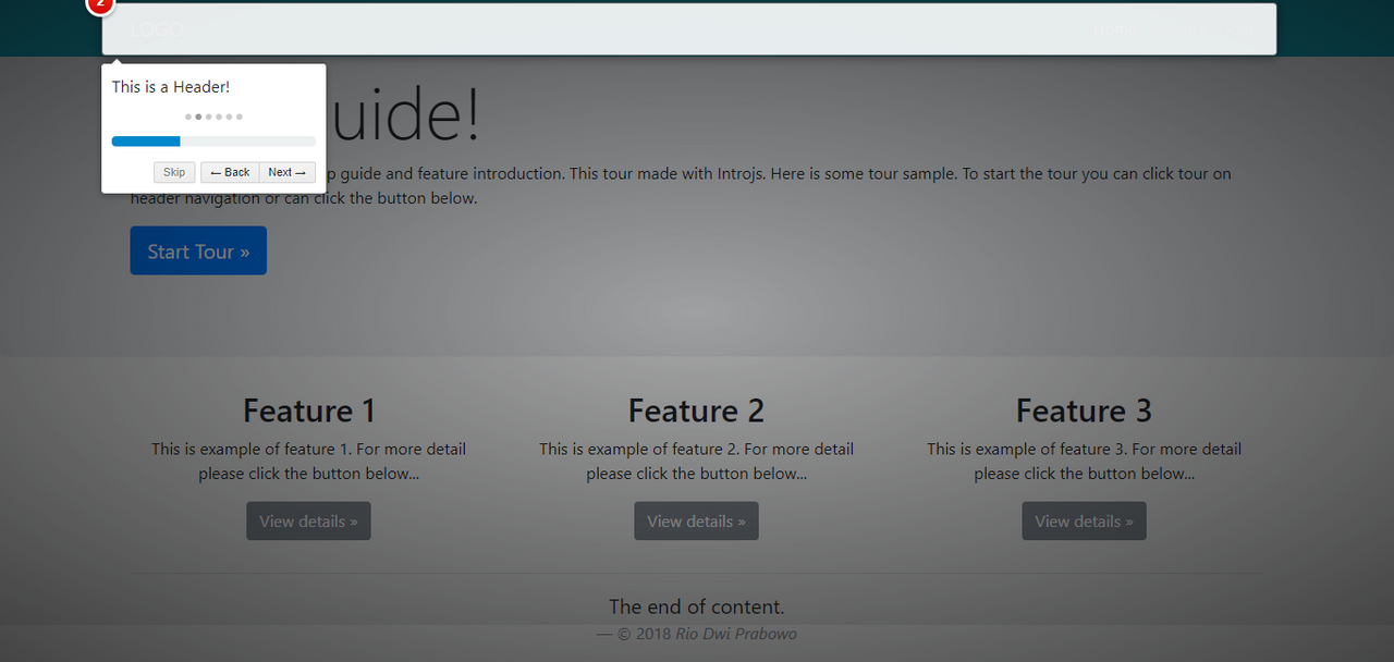 Using Intro.js for website feature introduction — Steemit