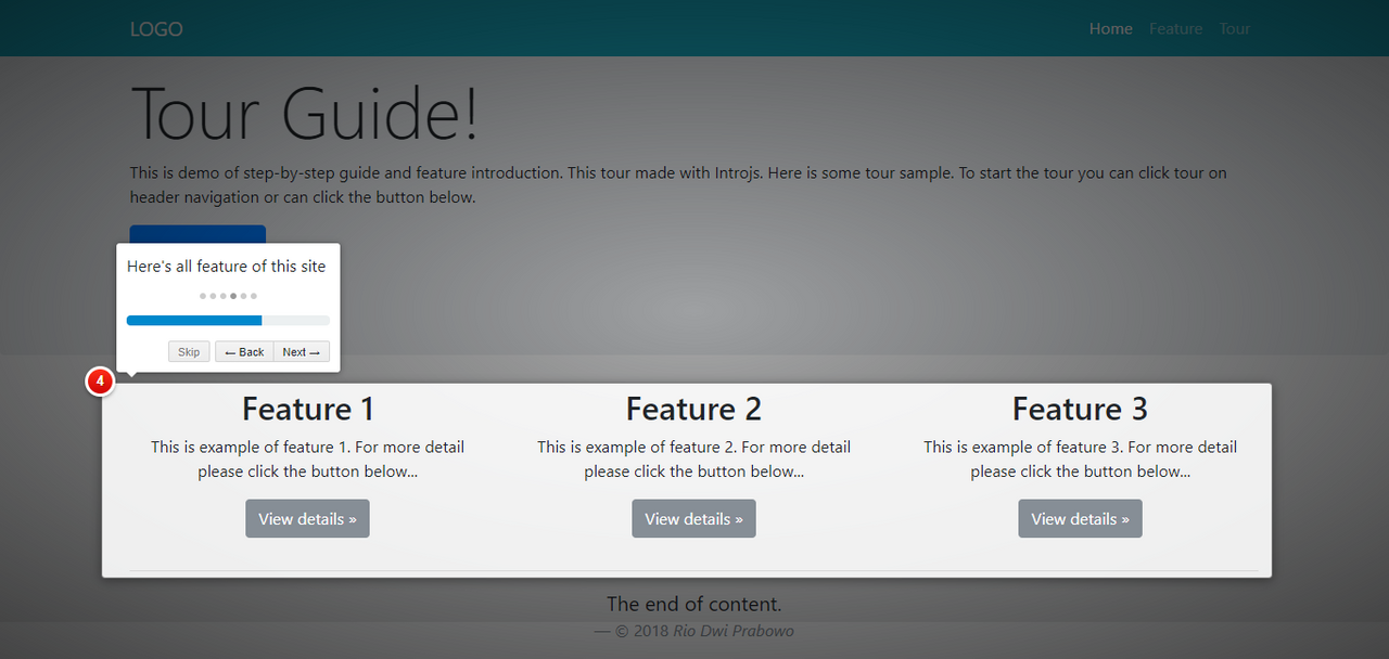 Using Intro.js for website feature introduction — Steemit
