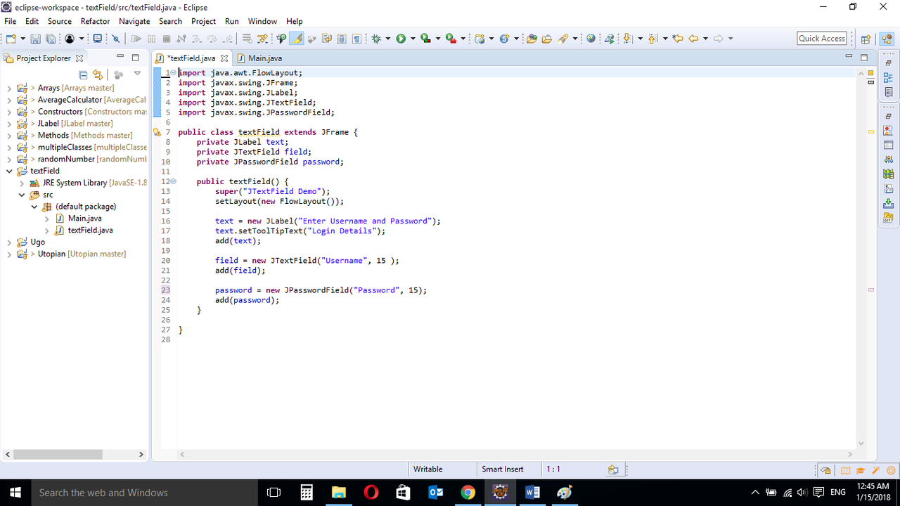 Java Graphical User Interface(GUI): JTextField and JPasswordField functions Using Eclipse IDE ...