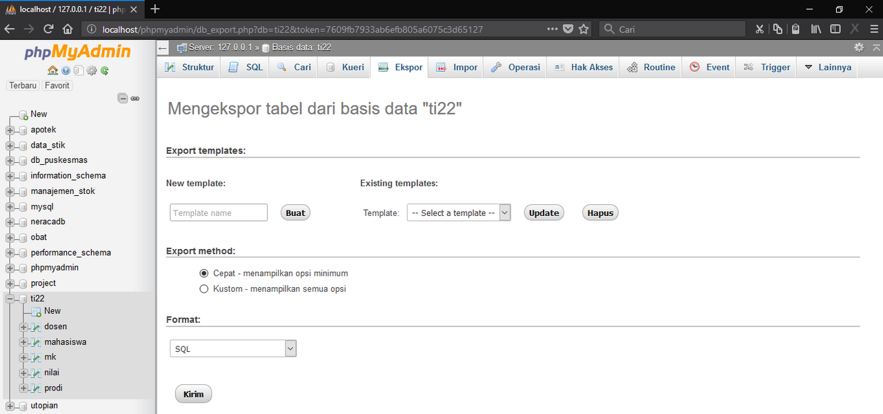 Tutorial Dasar - Cara Export Database Pada Phpmyadmin Dalam Bentuk ...