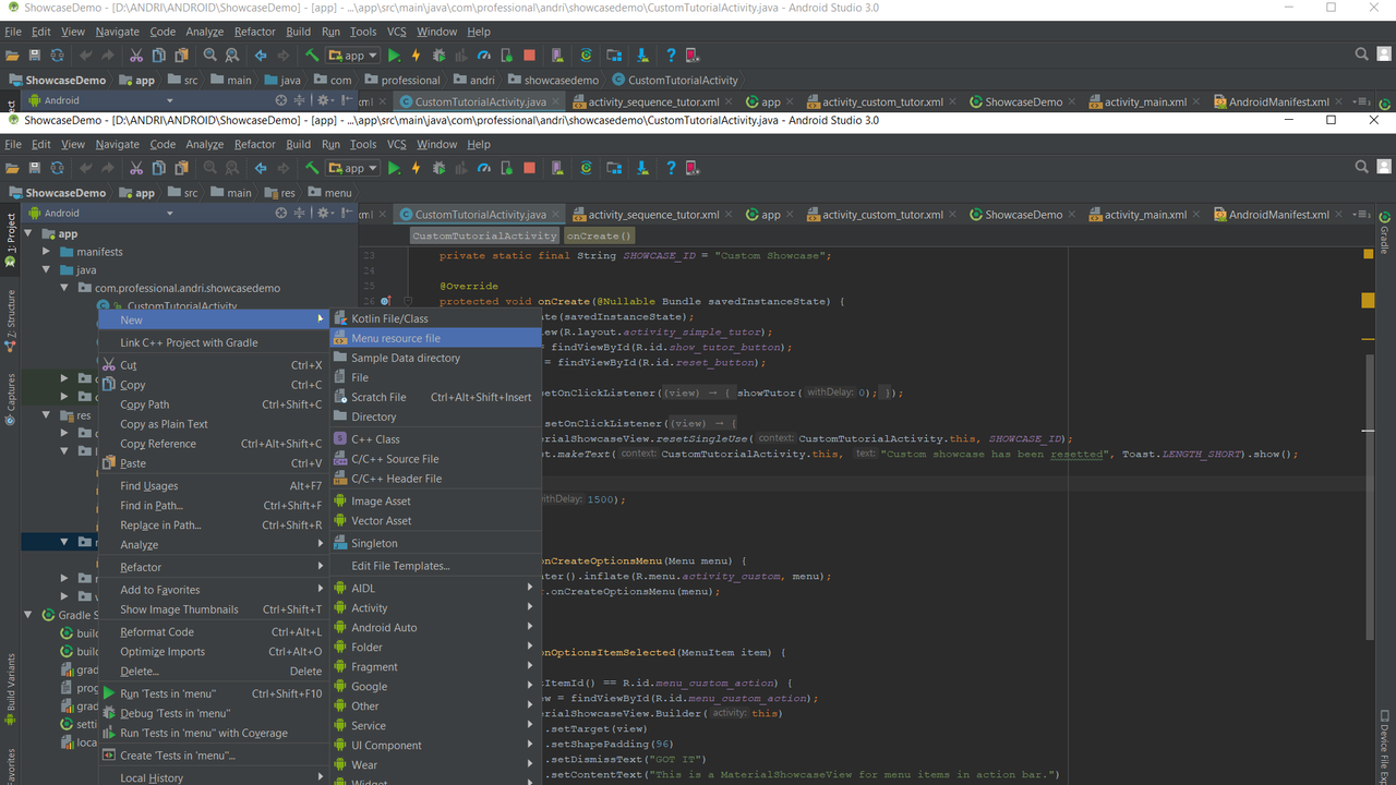Using Material Showcase view to tutor users in Android app development ...