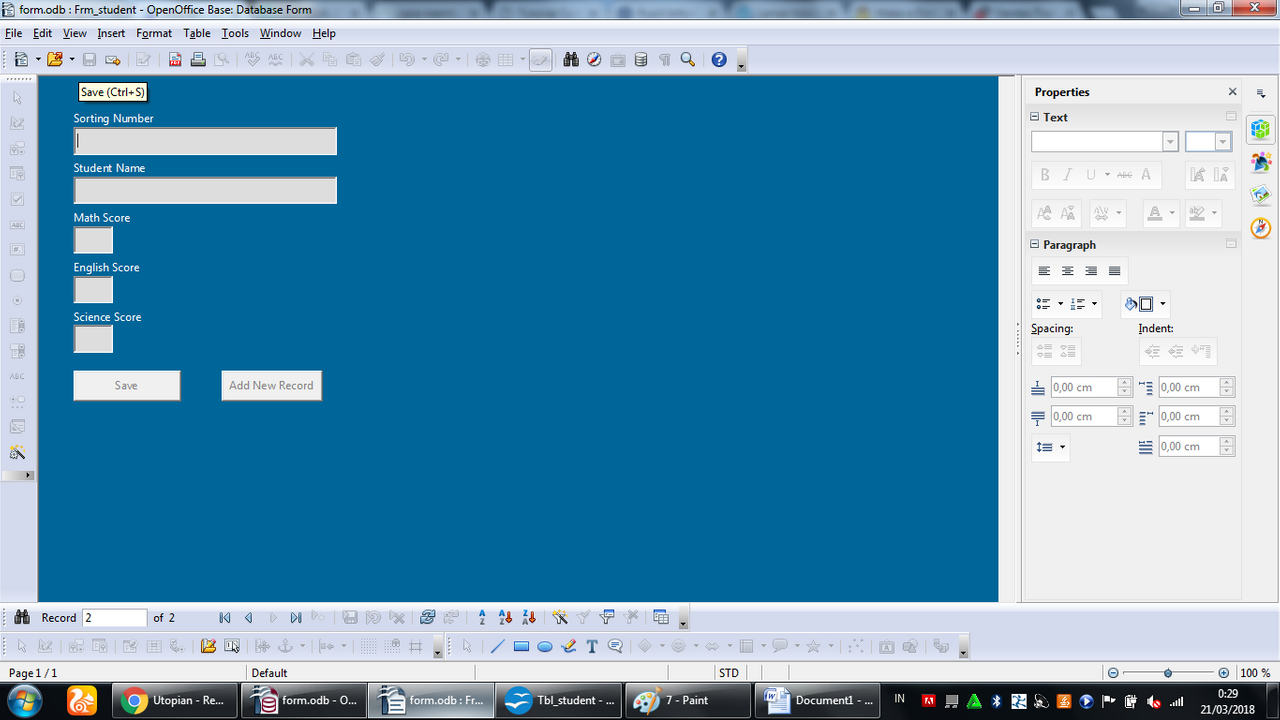 Tutorial How to Make Save Button and Add New Data Button in form on Openoffice Base Using Apache ...