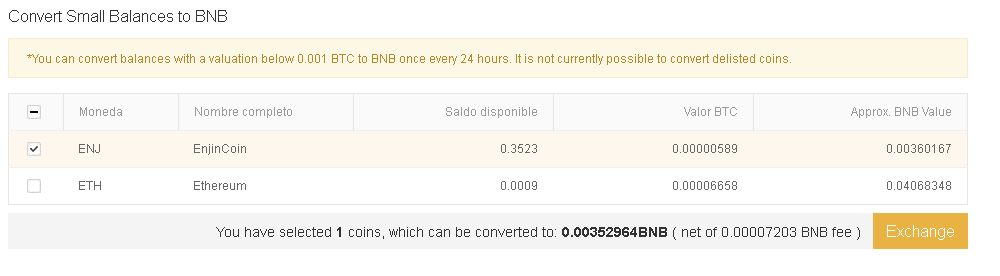 Fracciones de monedas en binance ahora se pueden convertir en bnb ...