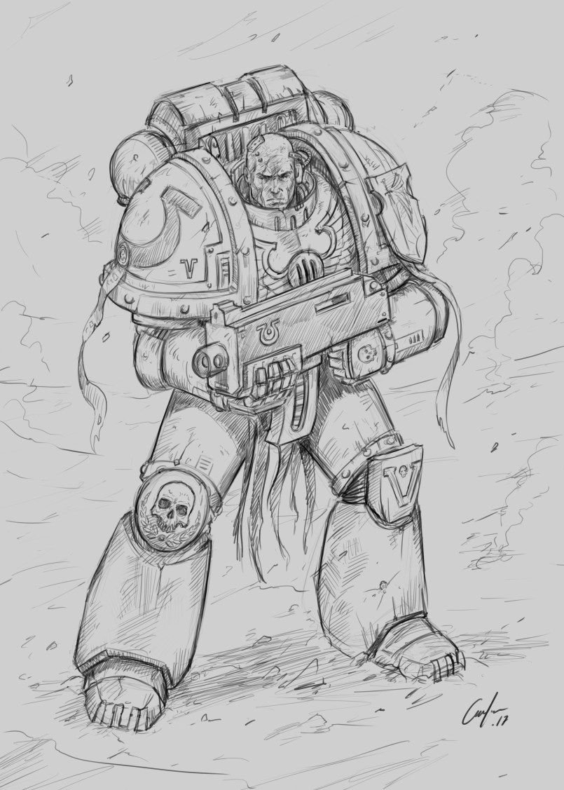 How to draw a Space Marine ( Warhammer 40K ) — Steemit