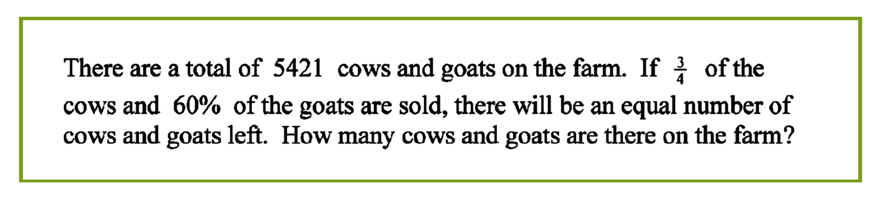 "Singapore Math" : The Cows and Goats Problem — Steemit