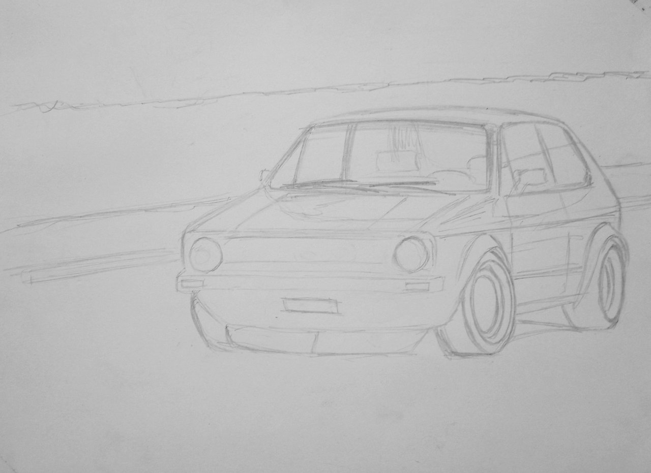My latest drawing of my old VW Golf GTI Mk1 -81 — Steemit