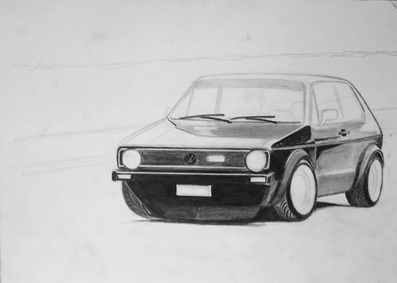 My latest drawing of my old VW Golf GTI Mk1 -81 — Steemit