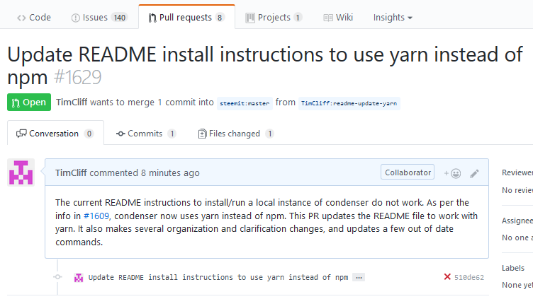 Pull Request Submitted - Updated Condenser Installation Instructions — Steemit