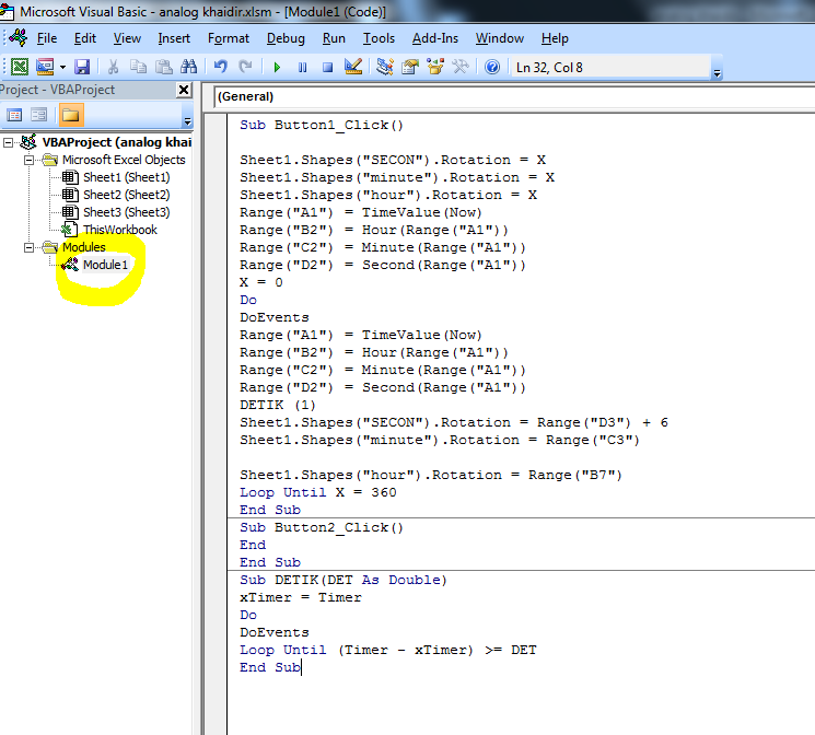 Tutorial How To Create Analog Oclock With Vba Excel — Steemit