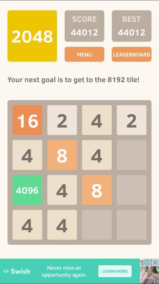 2048 High Score Screenshot