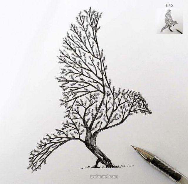 how to draw birds tattoo