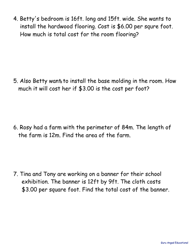4TH GRADE MATH AREA PERIMETER WORD PROBLEMS Steemit