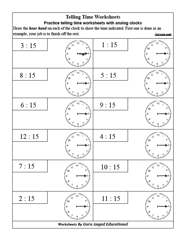Grade 2 Telling Time Worksheets Free Printable K5 Learning Telling 