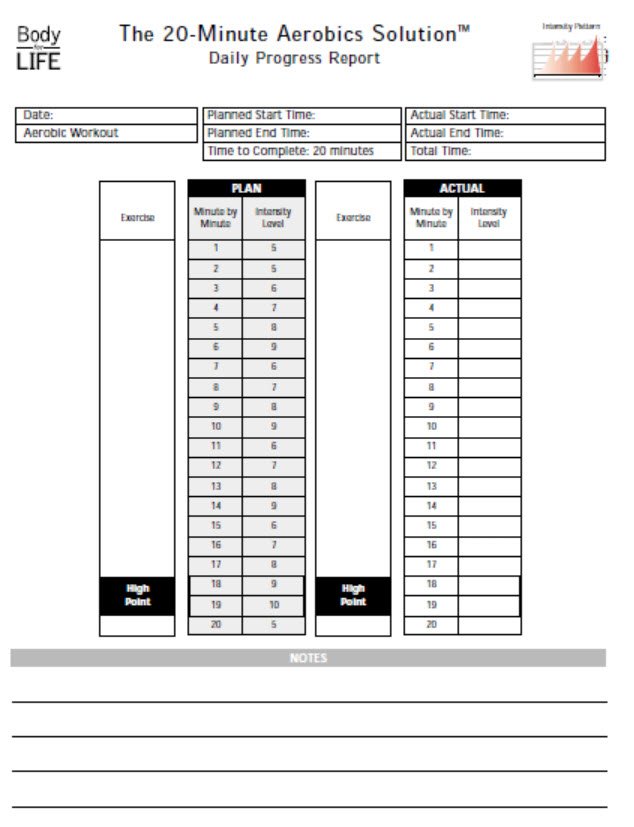 Body For Life Workout Cardio - WORKOUT CARDIO ROUTINE
