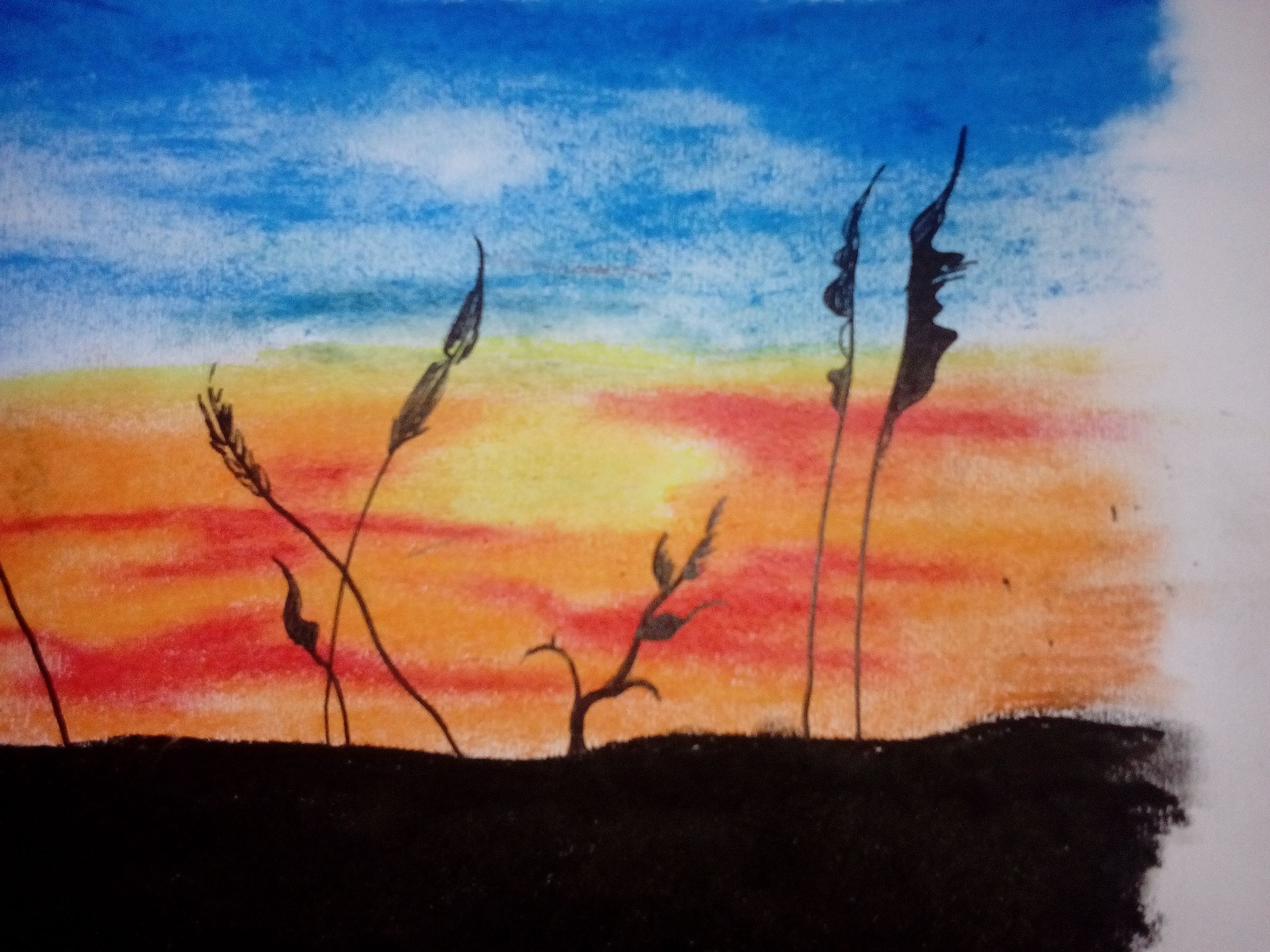 # 50: Sunset -Oil Pastel Art | Current Work — Steemit