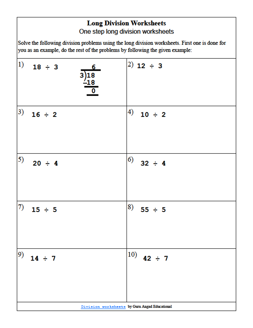 Worksheets For Basic Division Facts Grades 3 4 Division Worksheets 