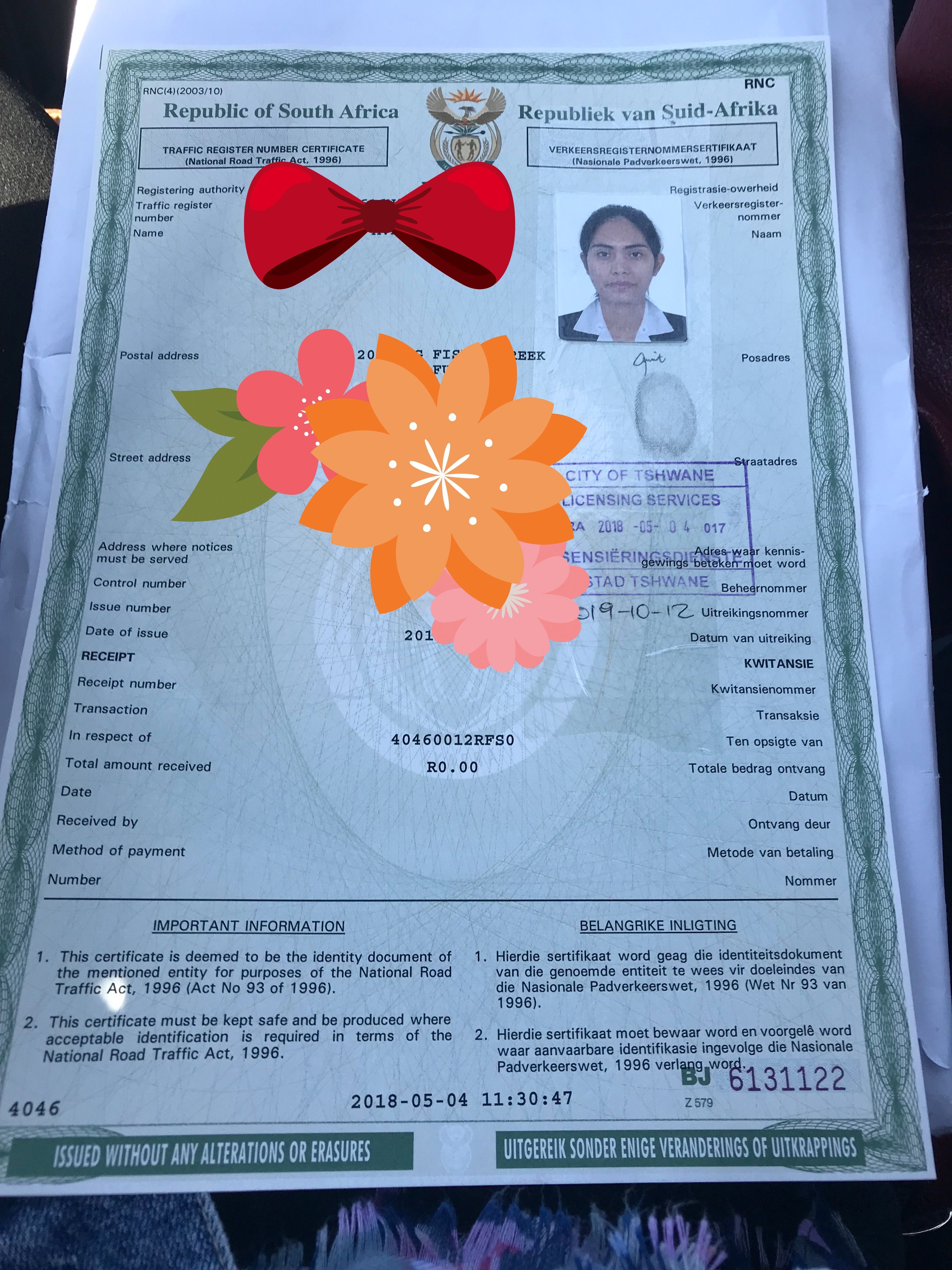 Getting Traffic Registration Number for Foreigner in South Africa — Steemit