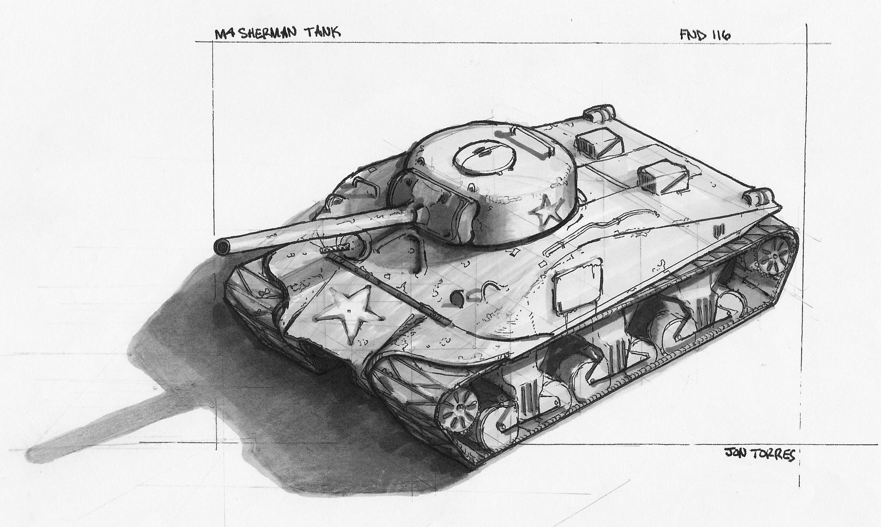 Sherman Tank Drawing Easy