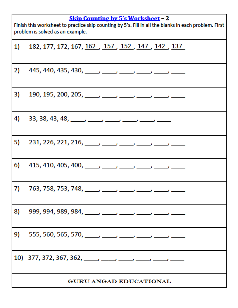 Skip Counting By 5s Interactive Worksheet Grade 2 Skip Counting 