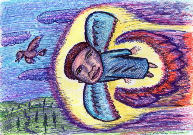 Reactive angel. Original drawing — Steemit