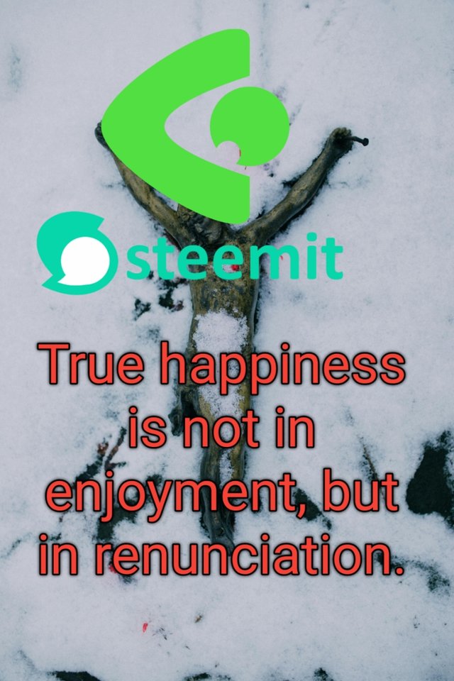 True happiness is not in enjoyment, but in renunciation. — Steemit