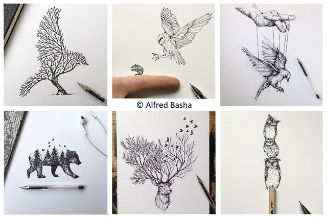 ARTWORK -DOG'S SILHOUETTE IN TREE SPROUTS - INSPIRED BY ALFRED BASHA'S ...