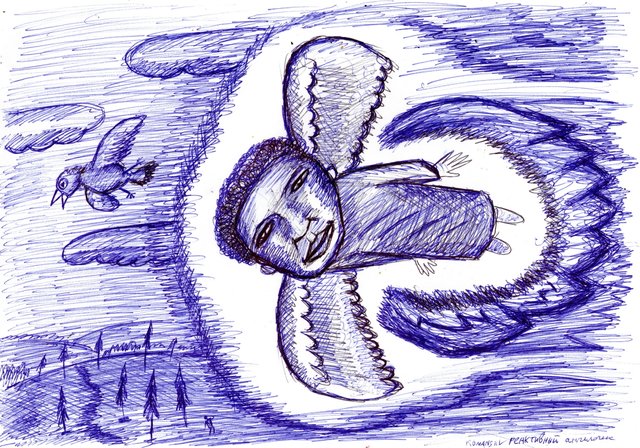 Reactive angel. Original drawing — Steemit